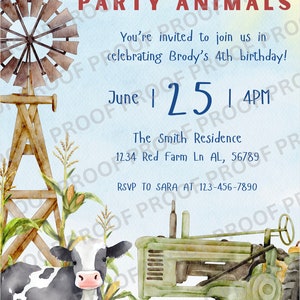 Farm Theme Birthday Invitation, Farm Invitation Editable Canva Template ...