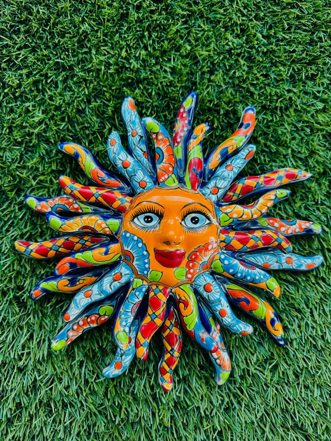 Crazy Sun Talavera Wall Art – Hand-painted Ceramic – Indoor/outdoor ...