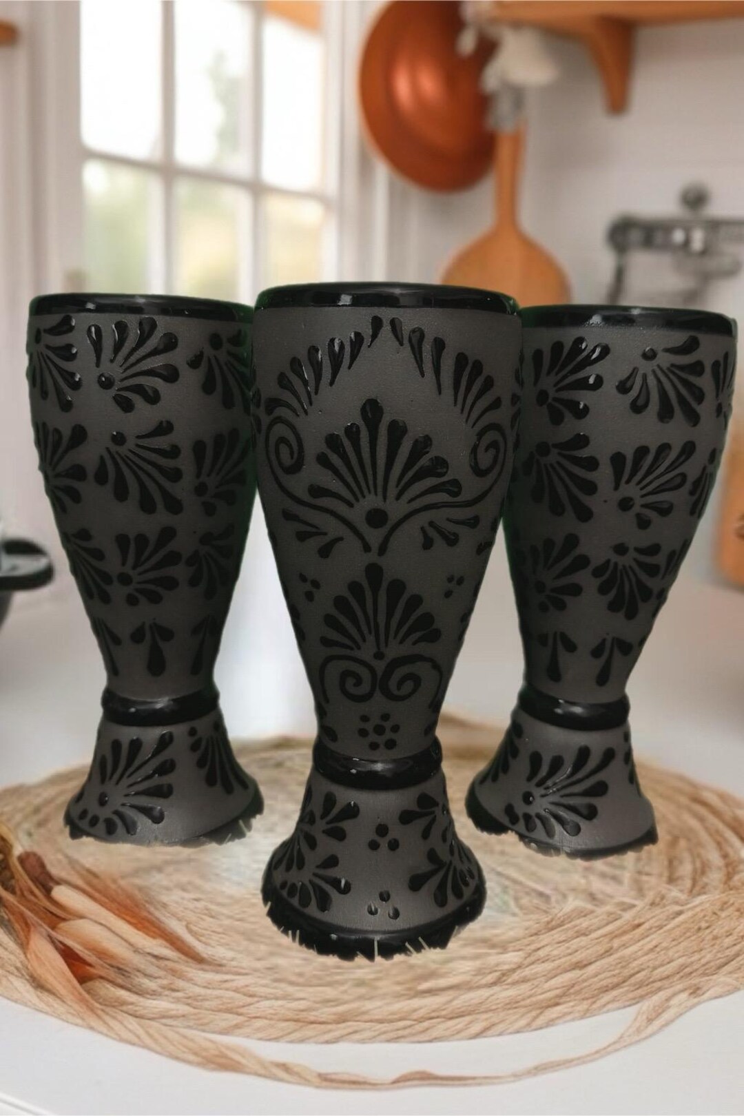 Handmade Mexican Cup Black Edition High Temperature Clay Pottery 18oz ...