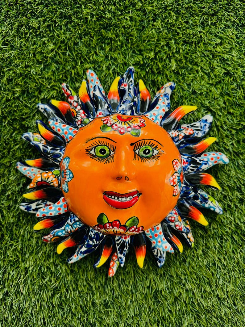 Smile Sun Wall Art – Hand-painted Talavera Style Ceramic – Made in ...