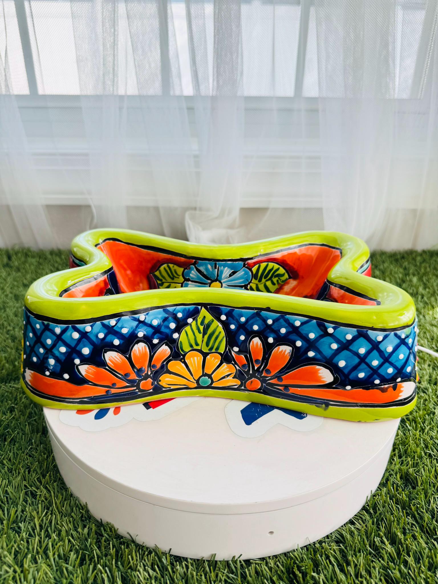 Mexican Talavera Dog Bowl Bone Shape - Etsy