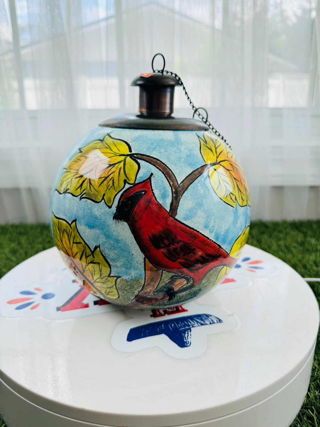 Handcrafted Ceramic Torch – Bird Style – Includes Bronze Top & Wick ...