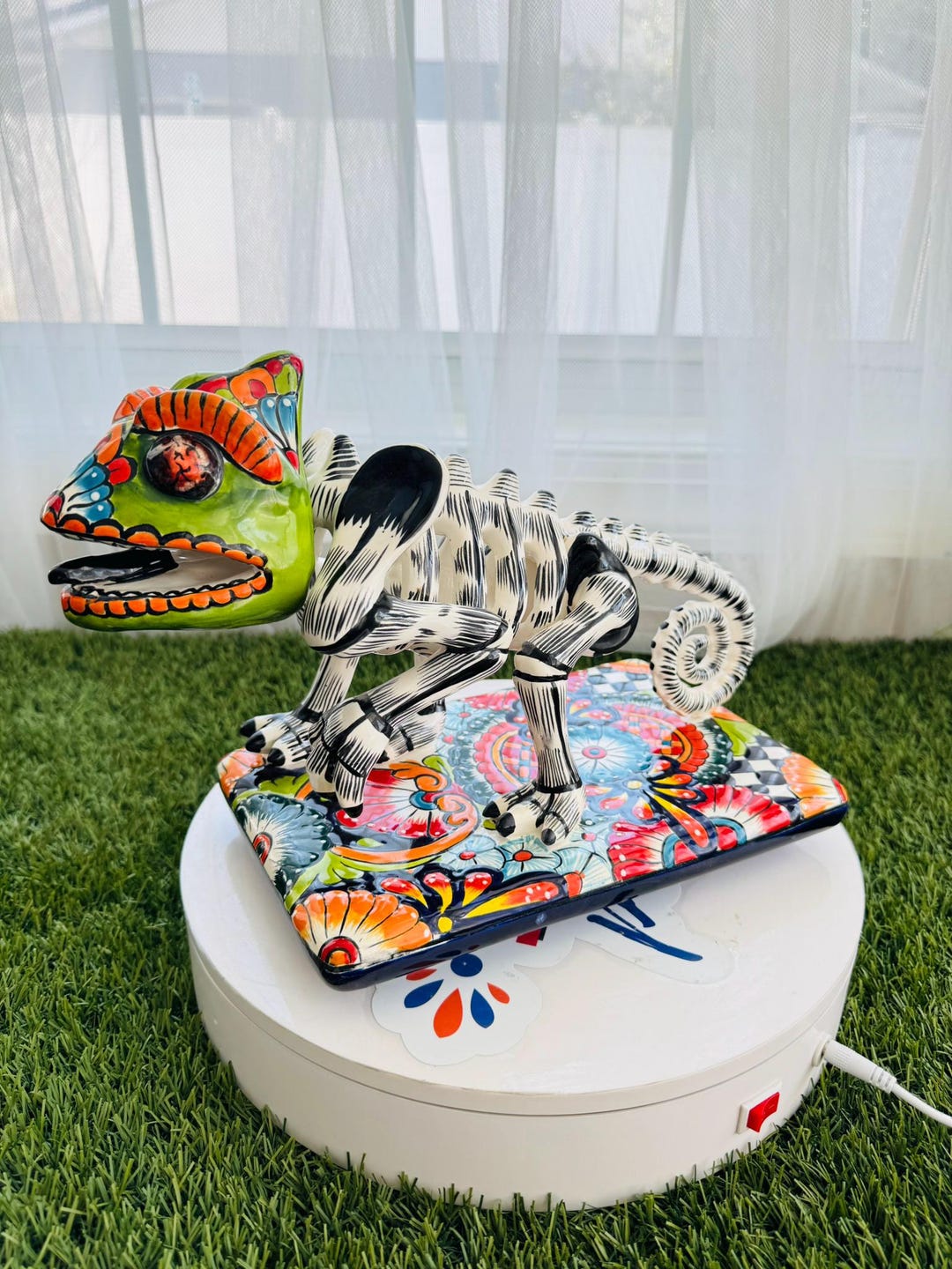 DOD Skeleton Chamaleon Mexican Talavera Home Decor - Etsy