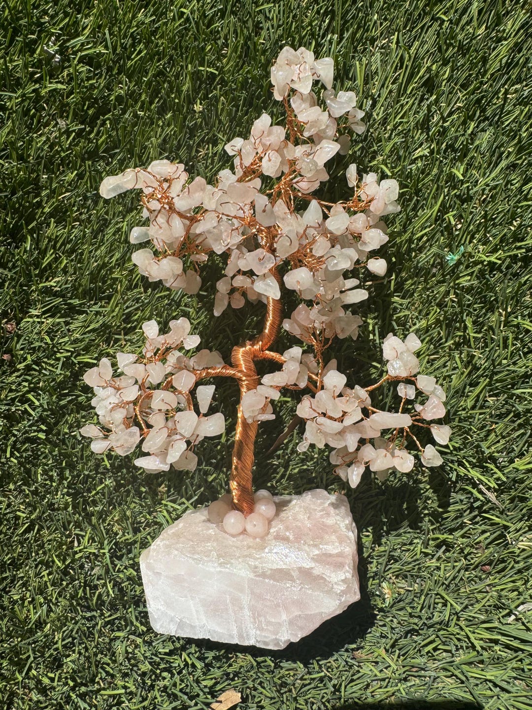 Crystal Tree With Rose Quartz Base - Multiple Crystal Options Available ...