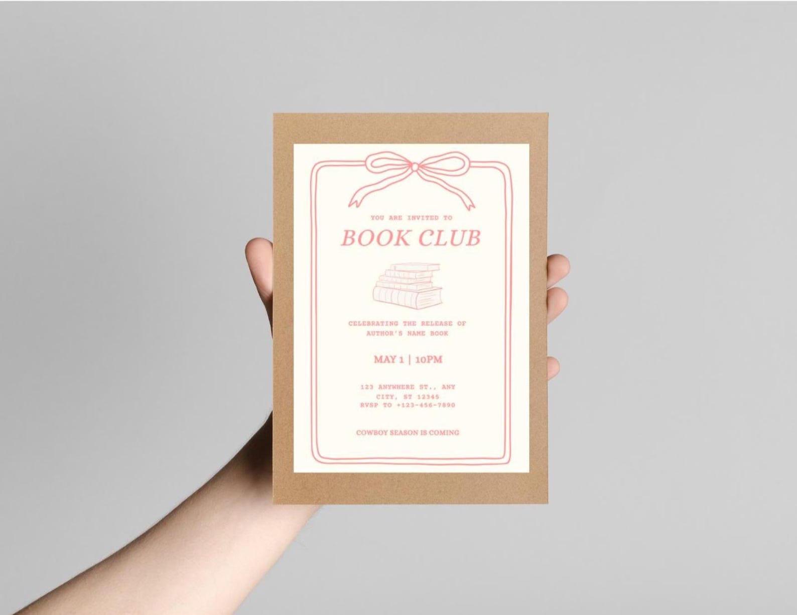Book Club Invitations Digital Download Product, Free to Change Colors ...