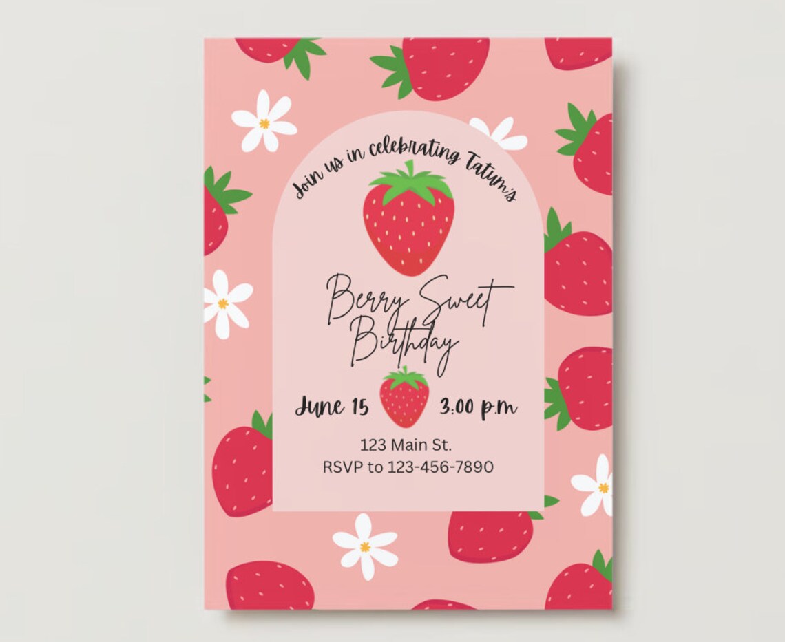 Berry First Birthday Party Invitation - Etsy