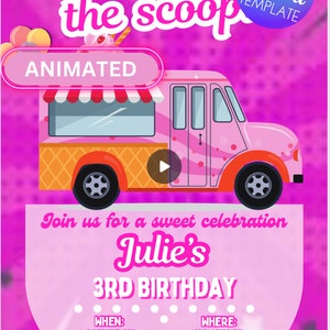 Here's the Scoop! Video Card Ice Cream Birthday Animated Video ...