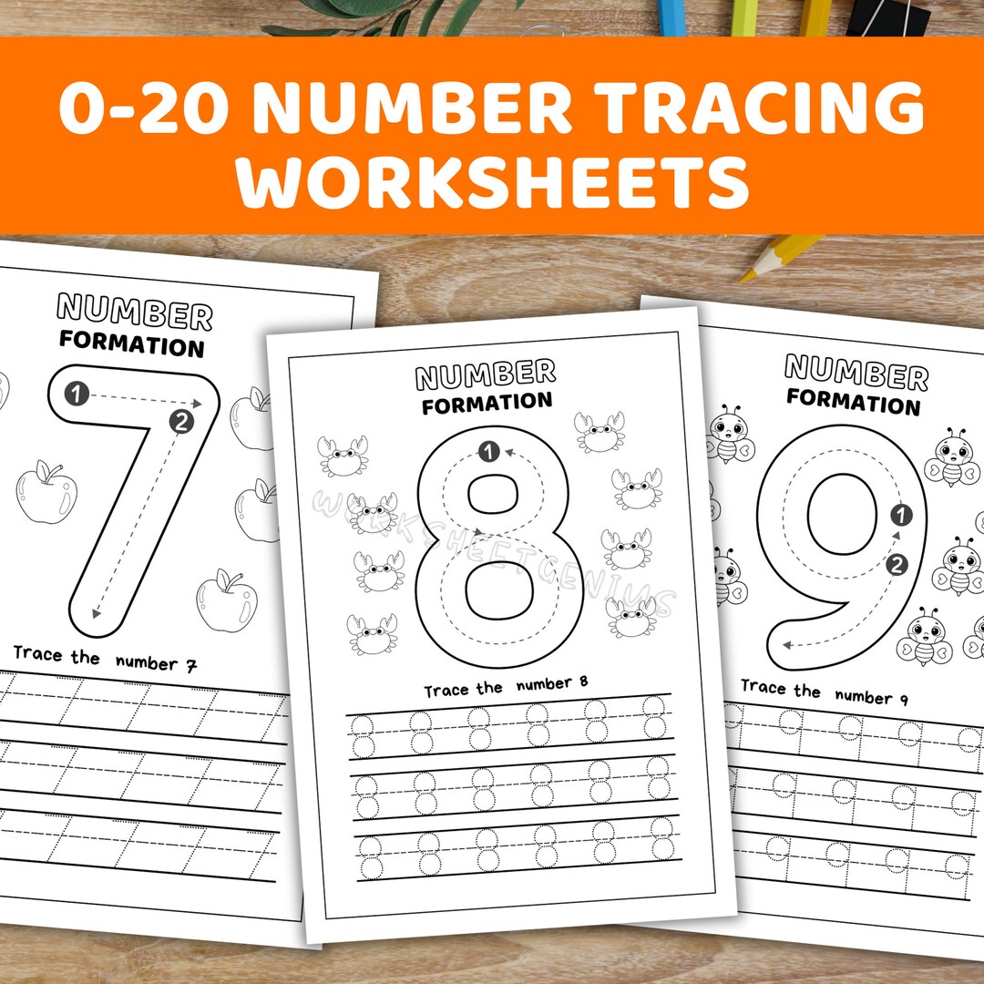 20 Number Tracing Worksheets PDF,PNG Fun & Engaging Learning Activities ...