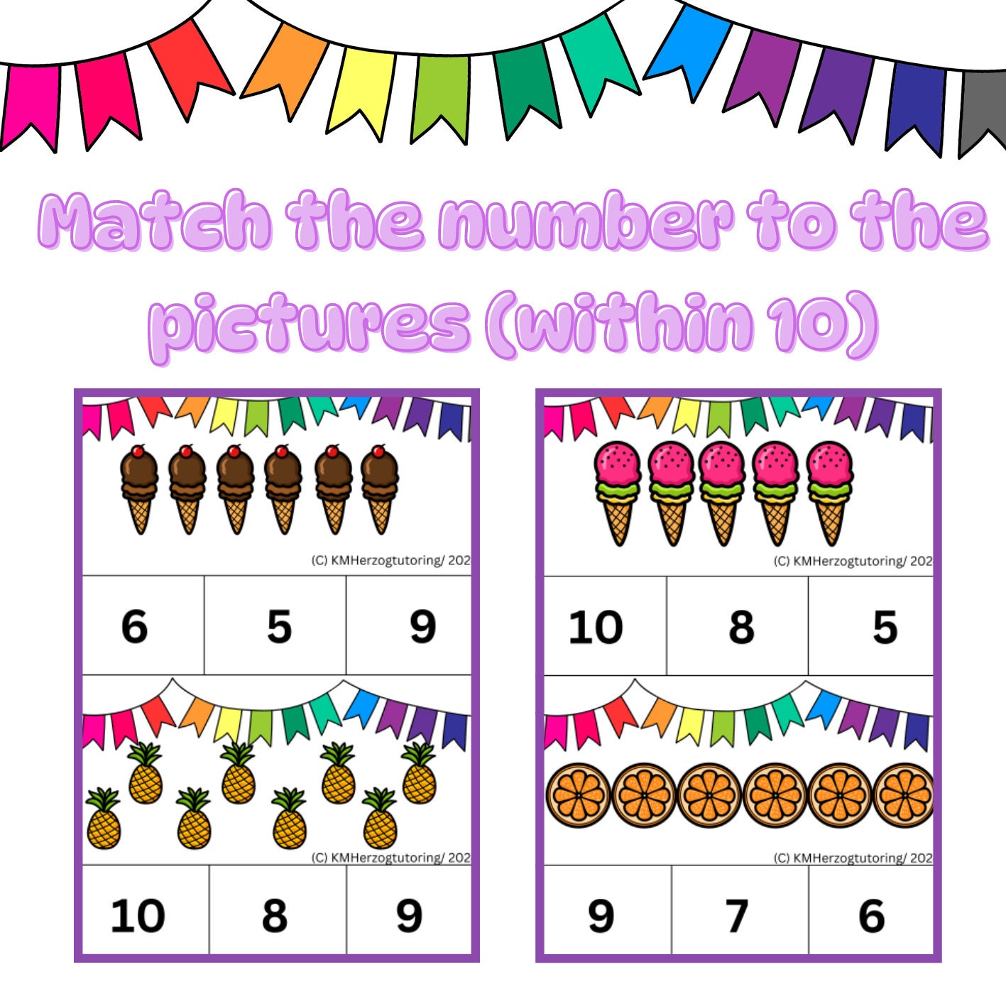 Match the Number to the Picture. Numbers Within 10. Early Years Summer ...