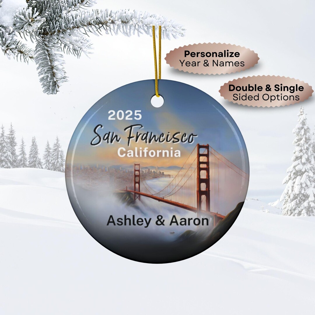 San Francisco California Personalized Christmas Ornaments: Golden Gate ...