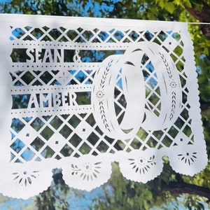 WEDDING RINGS Papel Picado - Sets of 2 Personalized Banners, Custom ...