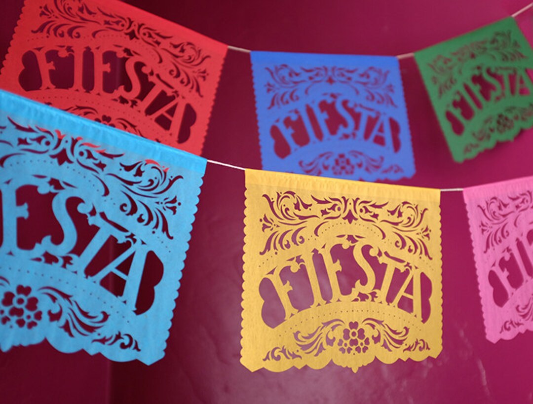 FIESTA Custom Color Papel Picado Banner Cinco De Mayo - Etsy
