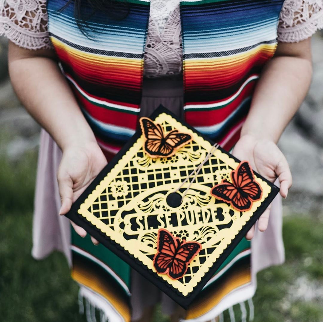 CUSTOM Grad Cap Art - Personalized, Custom Color, Papel Picado Inspired ...