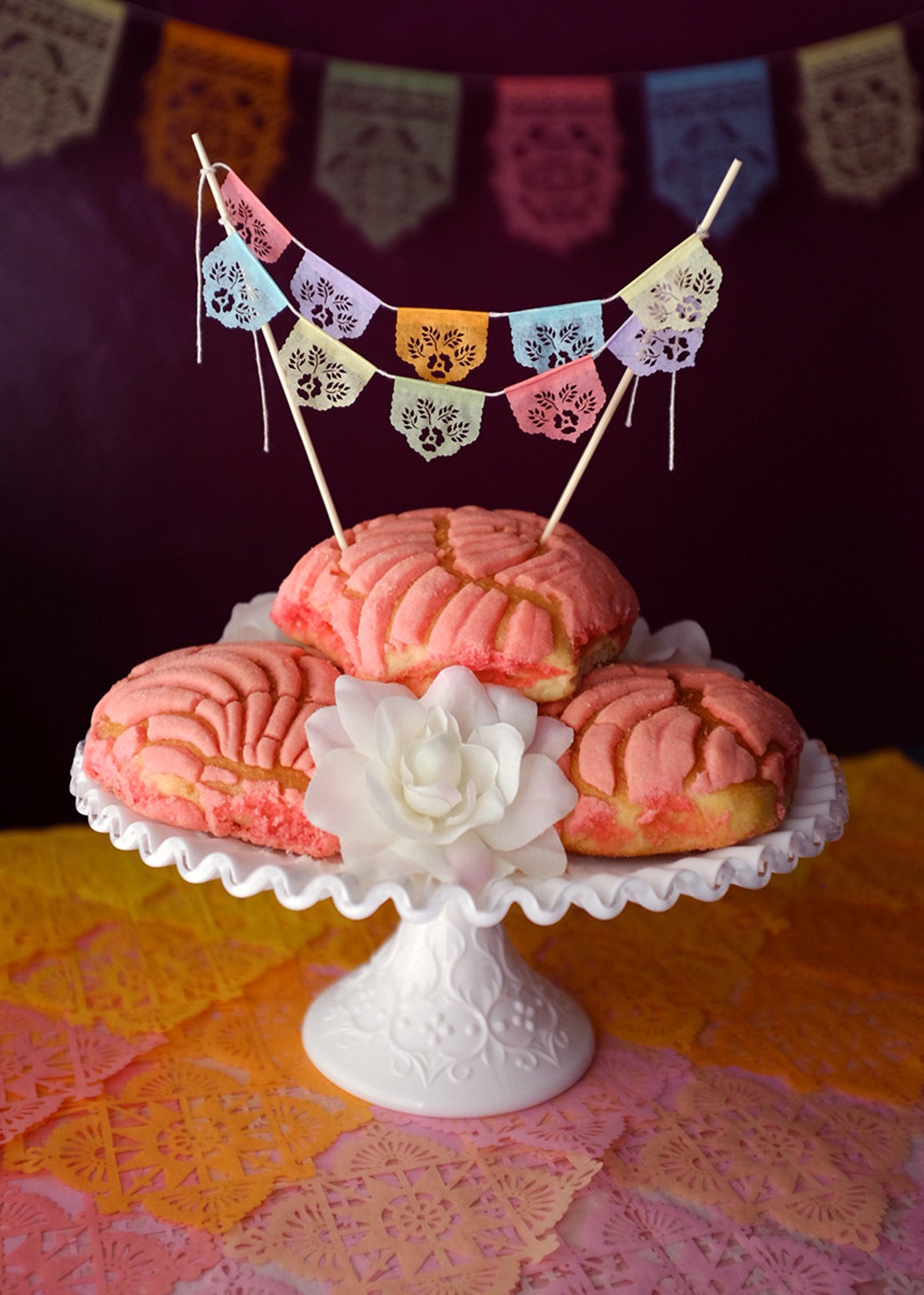 Papel Picado Fiesta Cake Topper Sets of 2 LAS FLORES | Etsy