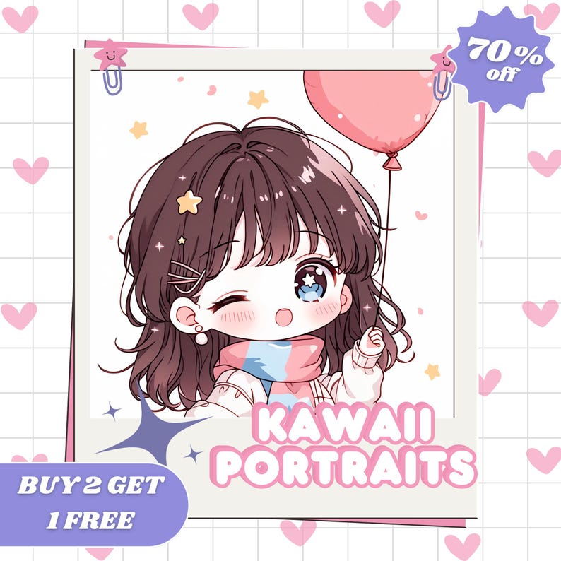 Custom Kawaii Portrait, Kawaii Portrait, Couple Portrait, Chibi ...
