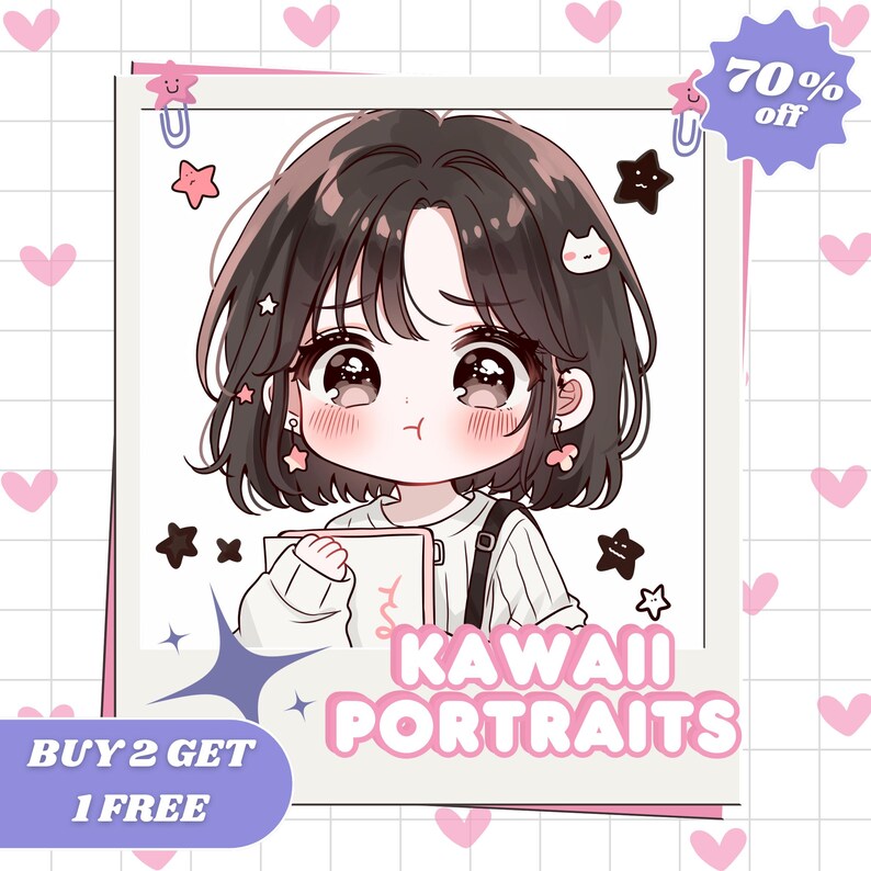 Custom Kawaii Portrait, Kawaii Portrait, Couple Portrait, Chibi ...