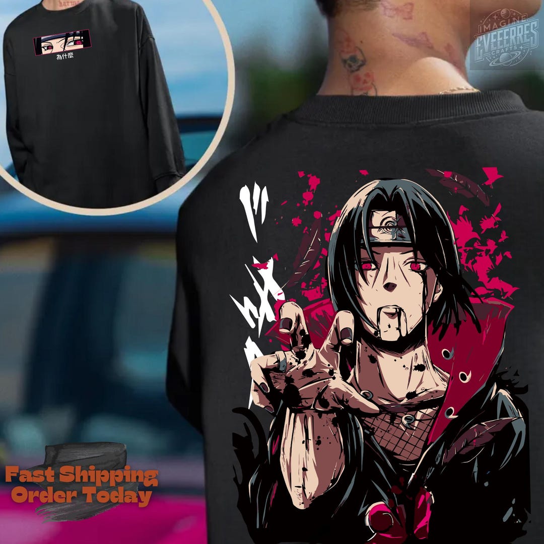 Itachi Uchiha, Naruto Anime Unisex Oversize T-shirt Apparel, Dark ...