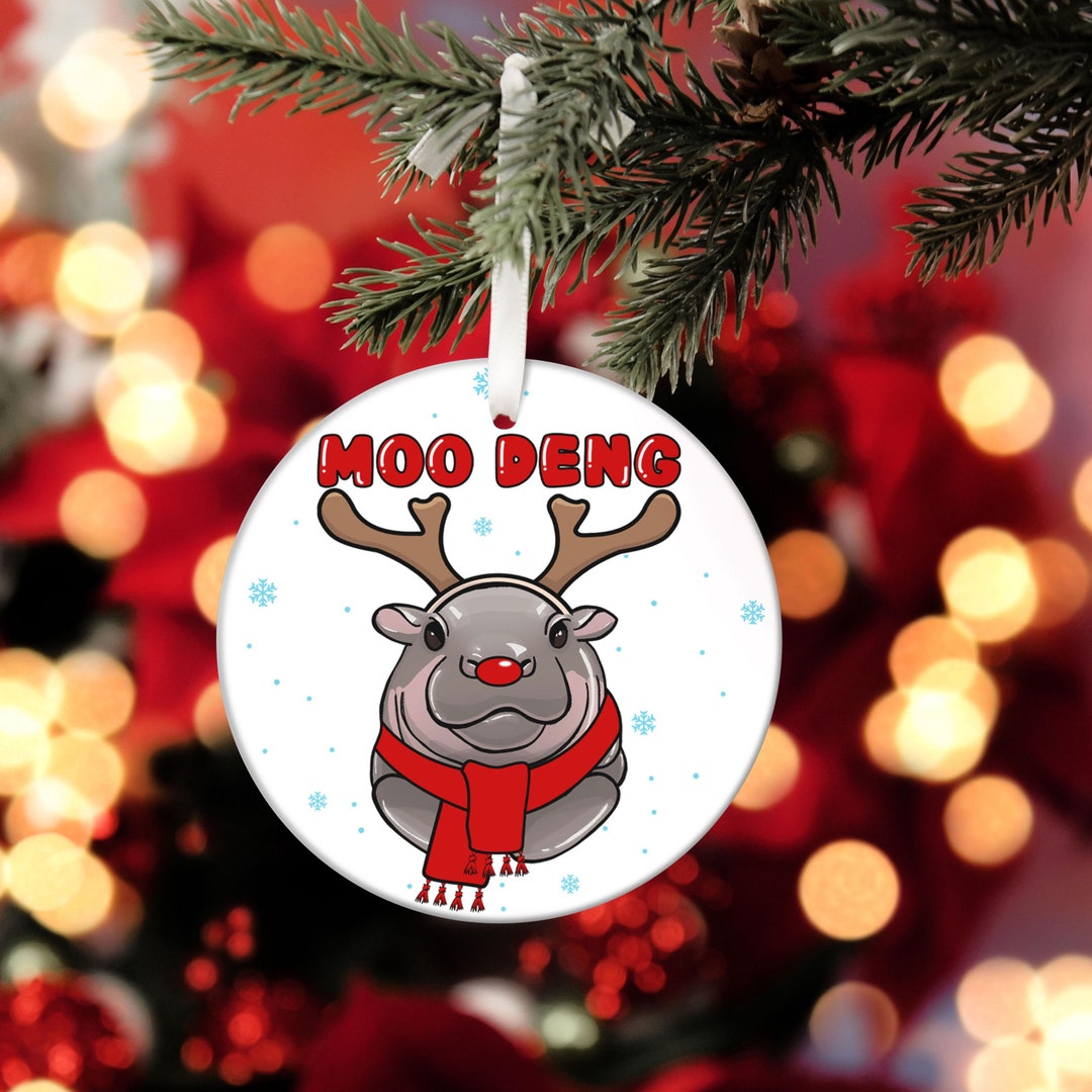 Moo Deng Christmas Ornament, I Love You Moo Deng Ornament, Cute Baby ...
