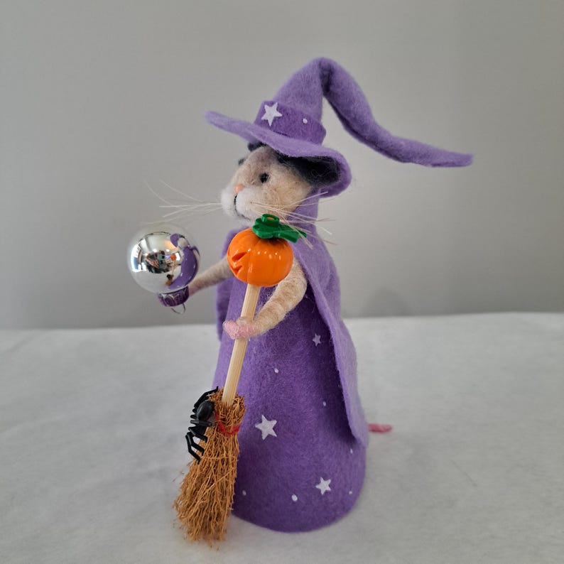 Handmade Needle Felted Mice , Whimsical Gift, This Little Witch Mouse ...