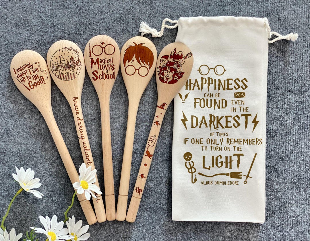 Harry Potter Engraved Wooden Spoon, Harry Potter Carved Wooden Spoon ...
