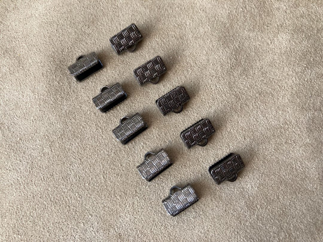 Flat Crimp End, 10mm, Basketweave Pattern, Black Oxide, 10 Pieces - Etsy