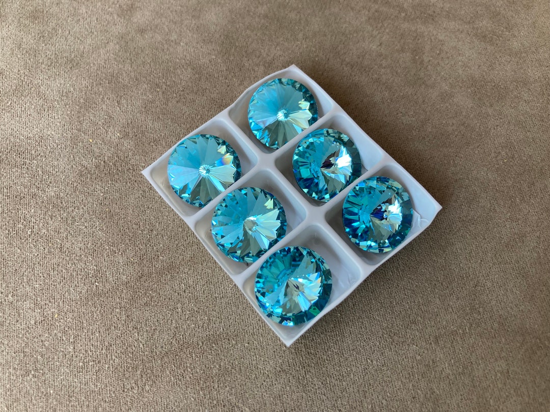 Set of 6, Preciosa MC Aqua Bohemica Foiled, 14mm Rivoli - Etsy