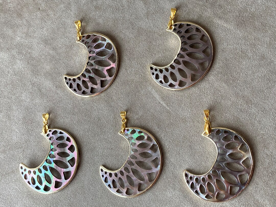 Black Lip Shell Half Moon Pendant, 42x34, Sold by the Piece - Etsy