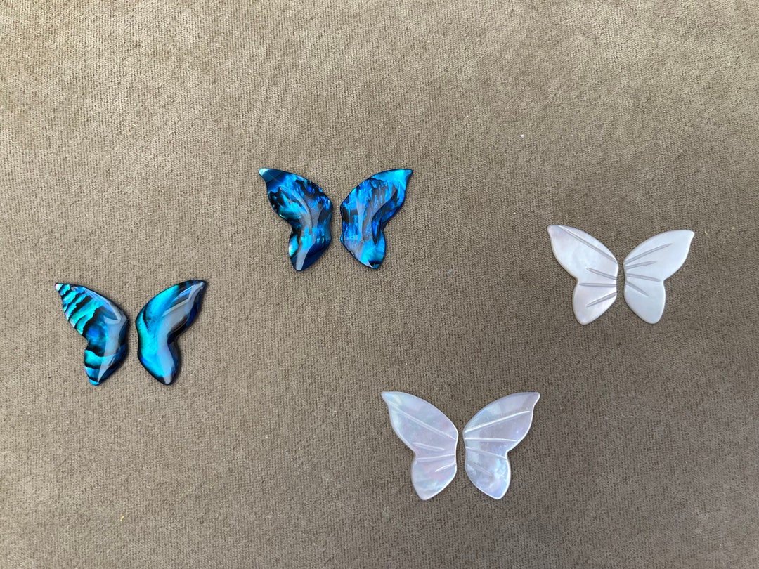 Shell Flat Back Stone, Butterfly Wing Set, 15.5x10mm, Blue Paua or ...
