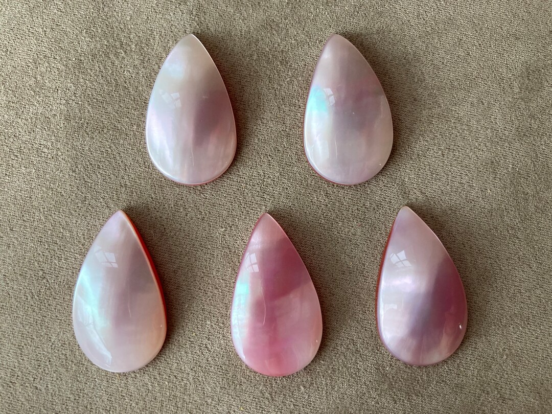 Silvery Light Pink Teardrop Turbo Cornutus Shell Flat Back Cabochon ...