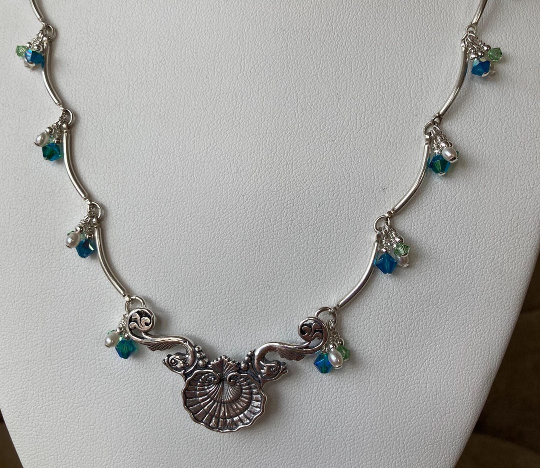 Neptune's Treasure, SS Festoon, Swarovski & Fresh Water Pearl Necklace ...