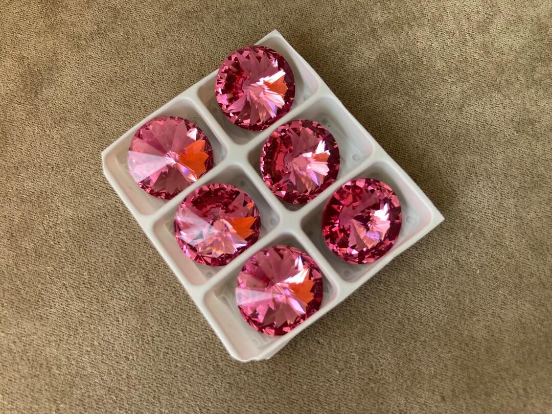 Set of 6, Preciosa MC Rose Foiled, 14mm Rivoli - Etsy