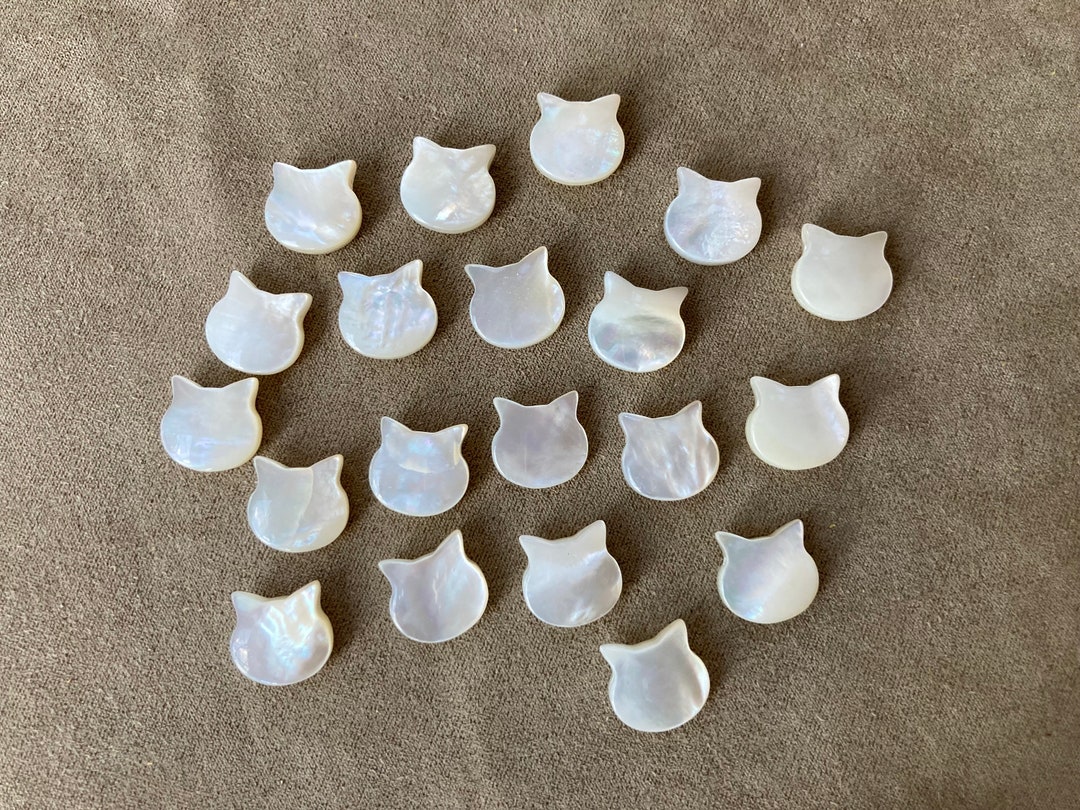Set of 2, Mother of Pearl Cat Bead, Horizontal or Vertical Hole - Etsy
