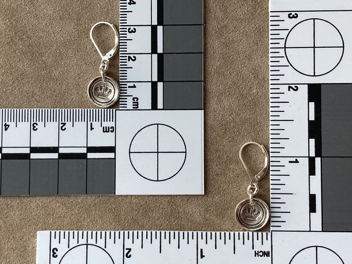 Queen's Gambit Crown Earrings, Fine Silver & Sterling Silver Leverbacks ...