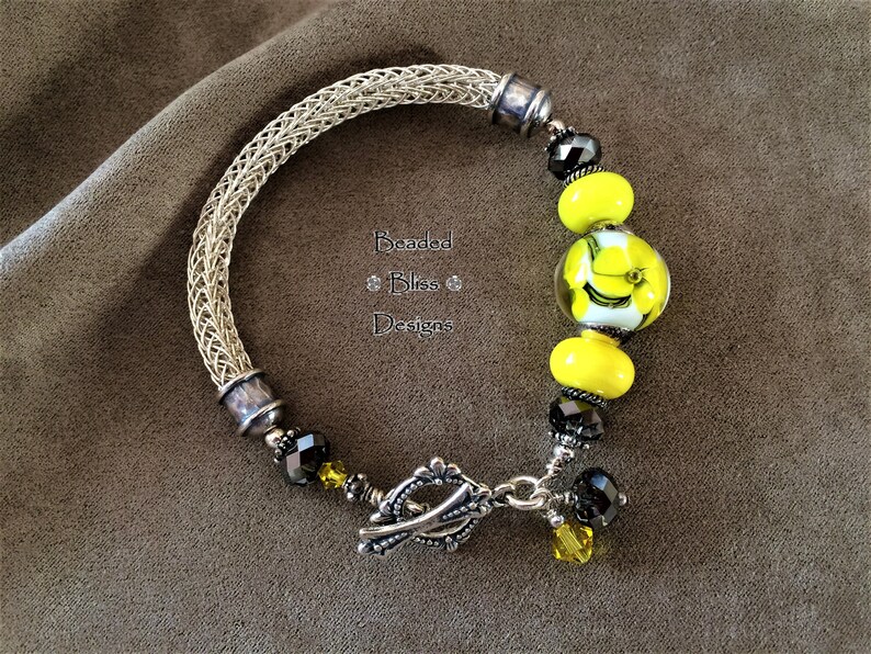Viking Knit Bracelet Bumble Bee Fine Silver & Artisan - Etsy