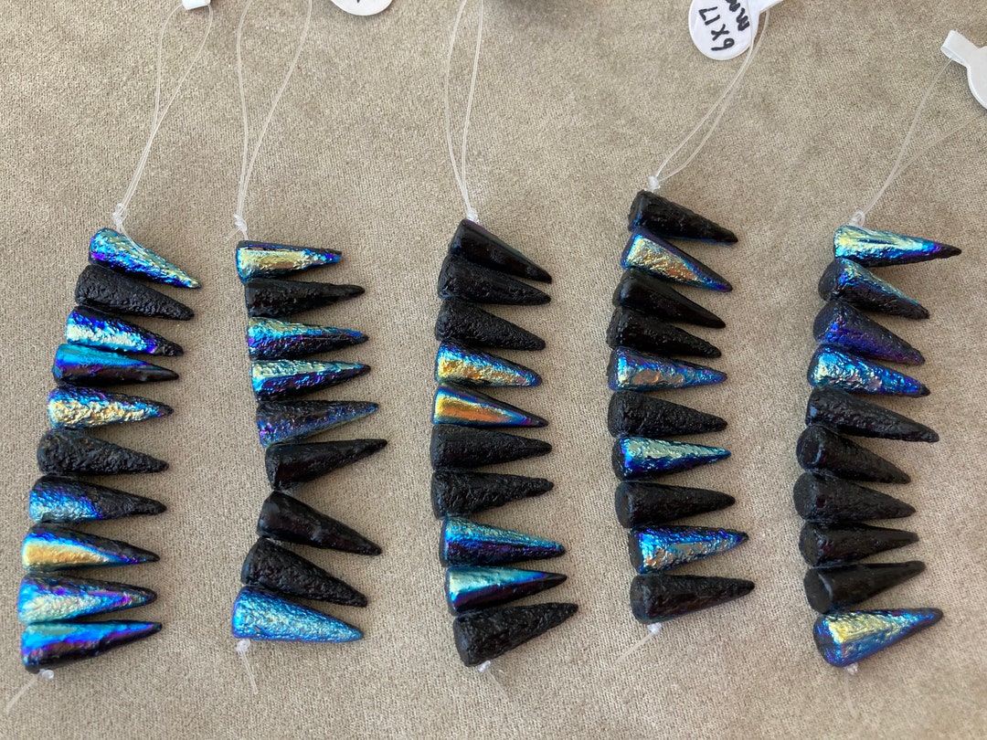 Spike Bead, 6x17mm, Double Etched Jet Azuro, Czech Glass - Etsy