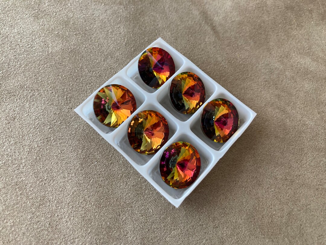 Set of 6, Preciosa MC Crystal Marea Foiled, 14mm Rivoli - Etsy