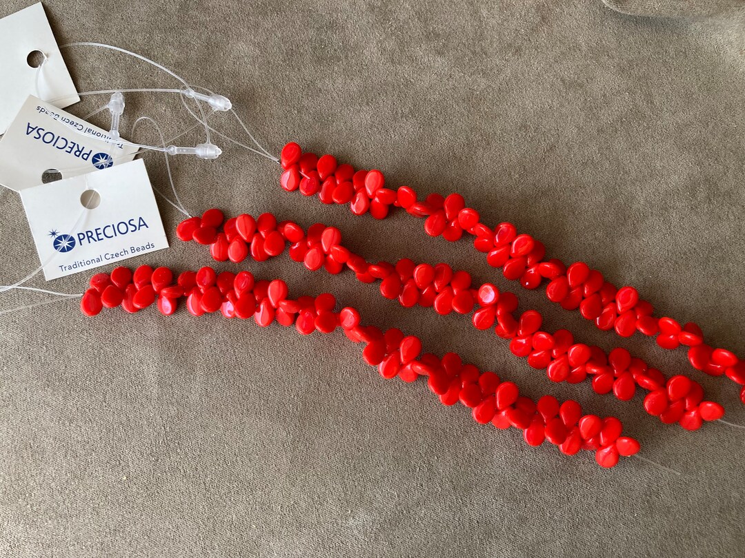 Czech Pip Bead, Coral Red Orange, 5x7mm, by Preciosa, 60 Bead Strand - Etsy