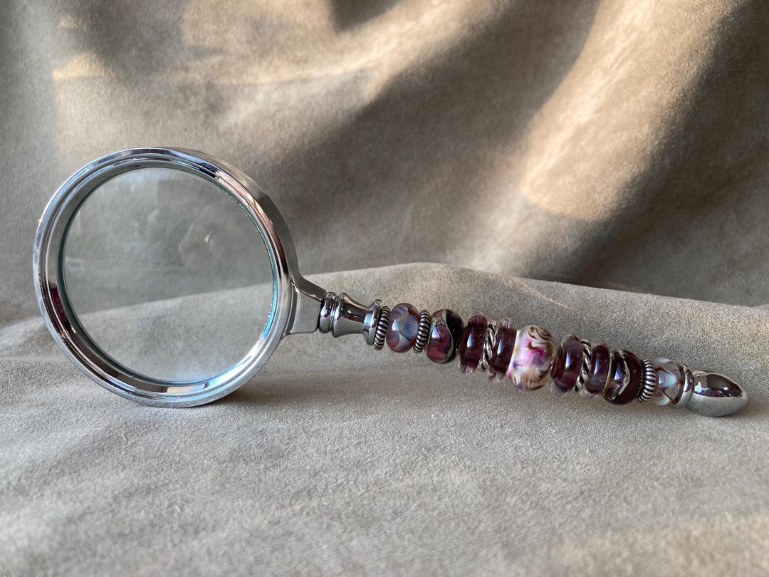 Shades of Purple Bead Decorated Magnifying Glass, Artisan Lampwork ...