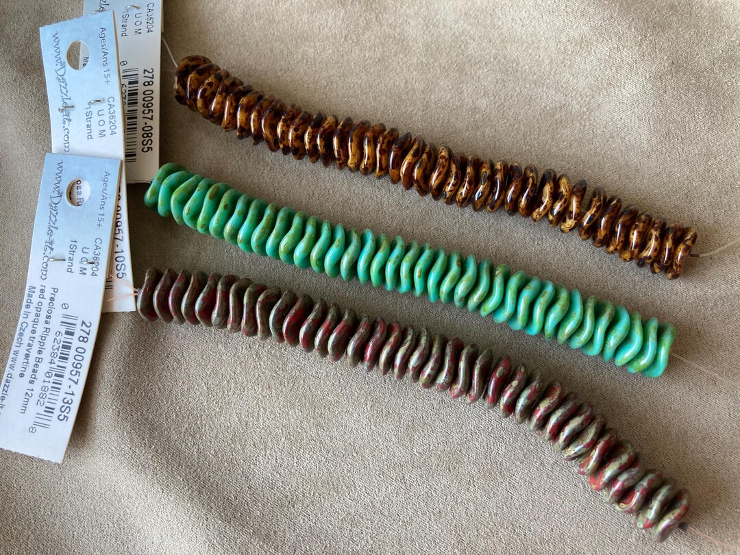 Czech Ripple Bead, 3 Travertine Colors, Strand of 36 by Preciosa - Etsy