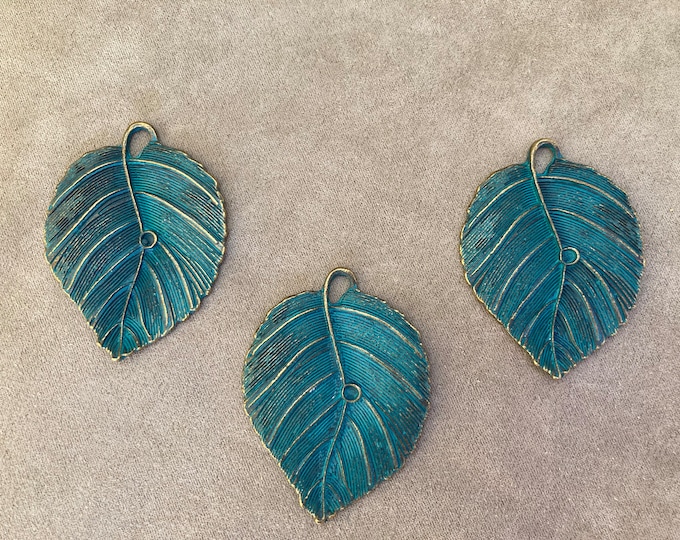 Aspen Leaf, Antique Bronze & Green Patina Tibetan Style Alloy Pendant ...