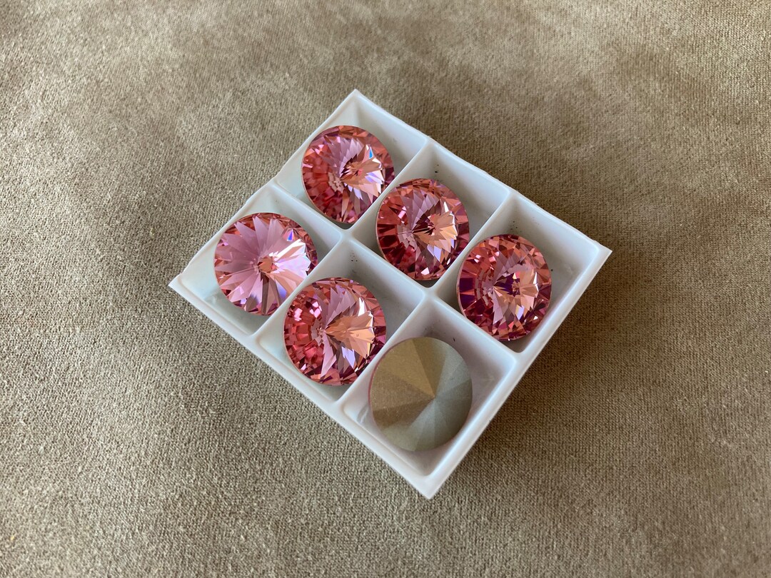 Set of 6, Swarovski Art. 1122, Light Rose Foiled Rivoli, 14mm - Etsy