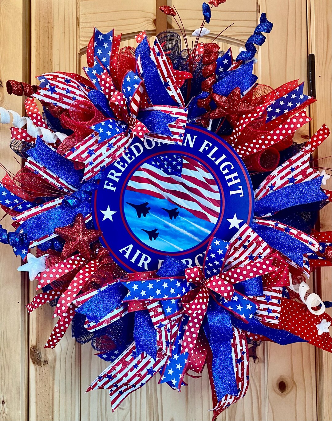 Patriotic Air Force Veteran's Deco Mesh Wreath - Etsy