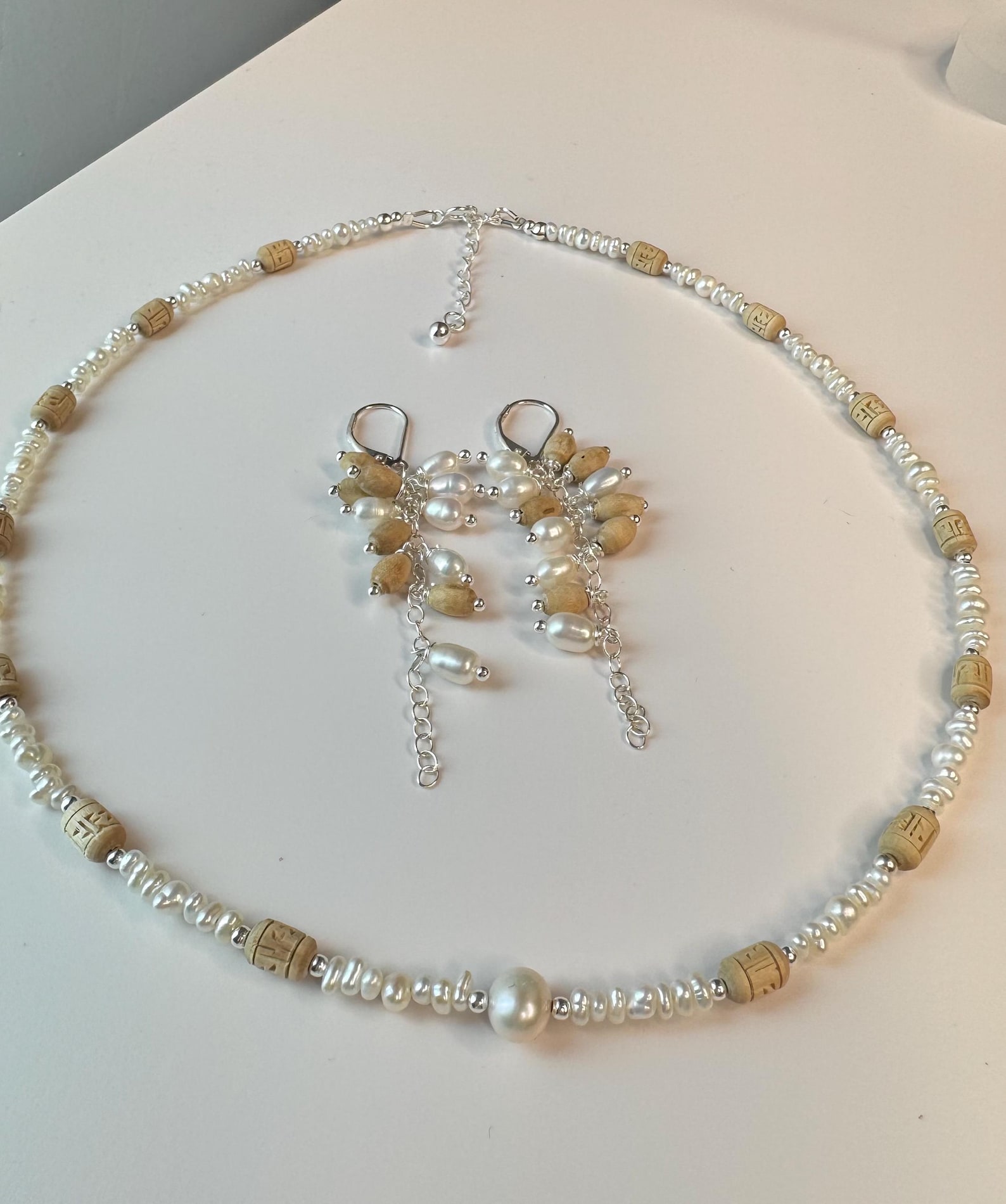 Spiritual Pearl & Tulsi Choker Necklace With Tulasi Beads With ‘radhe ...