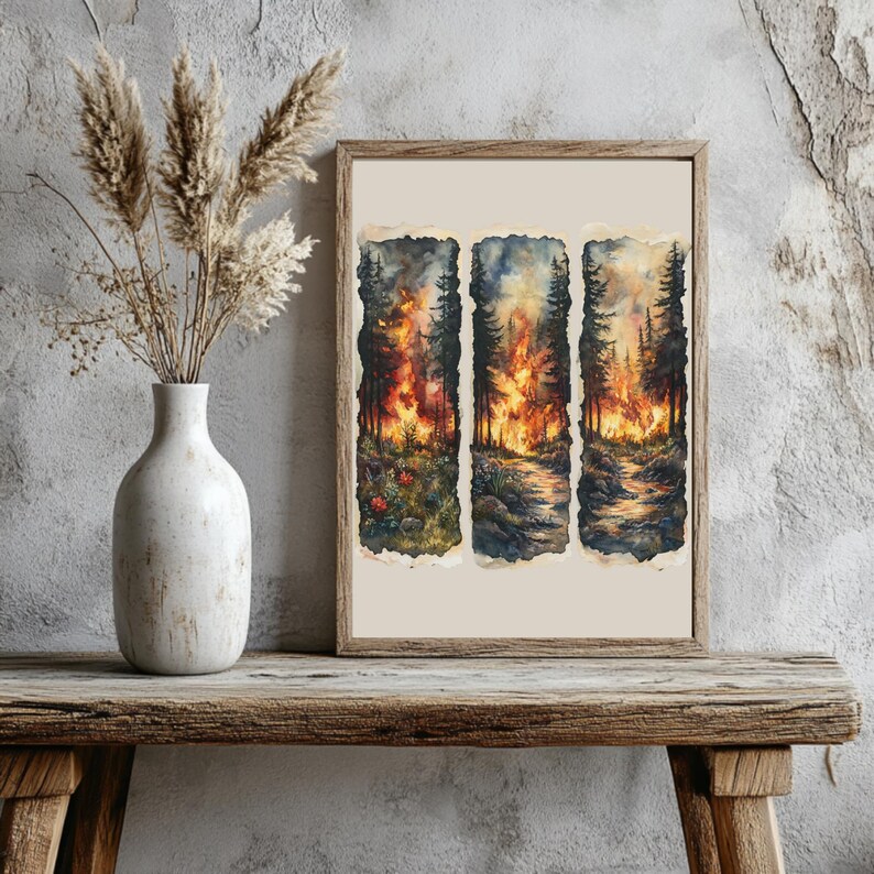 Wildfire Tree Transformation Wall Art – Fire Tree Wall Decor, Printable ...
