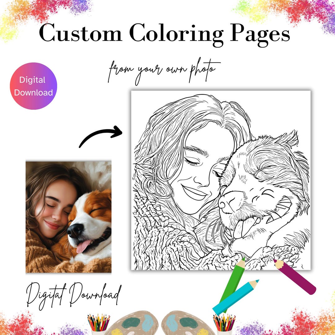 Custom Coloring Pages From Photo (2 Photos) Personalized Photo to ...