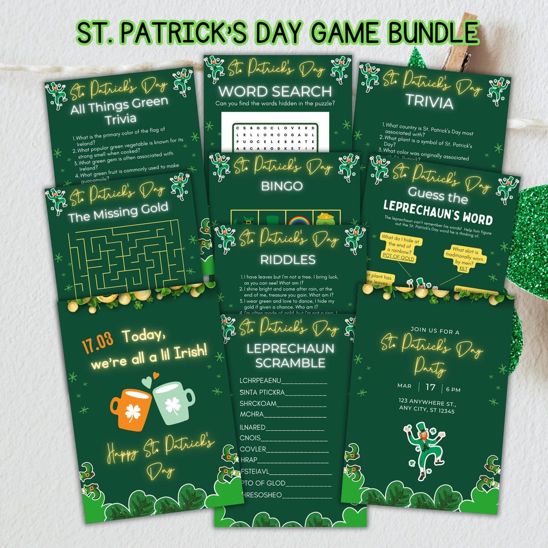 St Patricks Day Printable Games, St Patricks Games Bundle, St Patricks ...