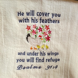 Scripture Towel, Flour Sack Towel, Bible Verse, Hen and Chicks, Tea ...