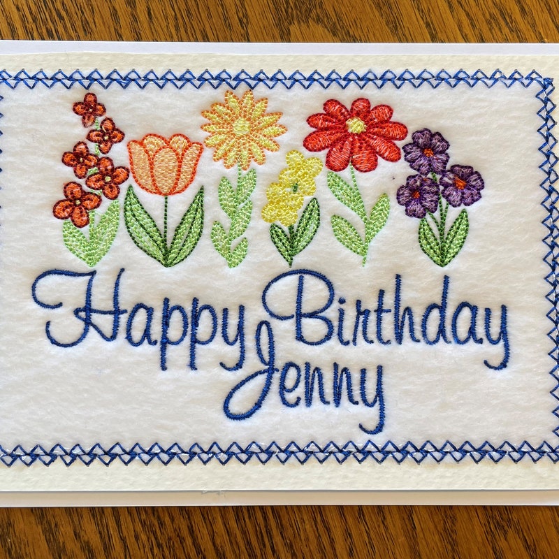 Embroidered Card - Etsy