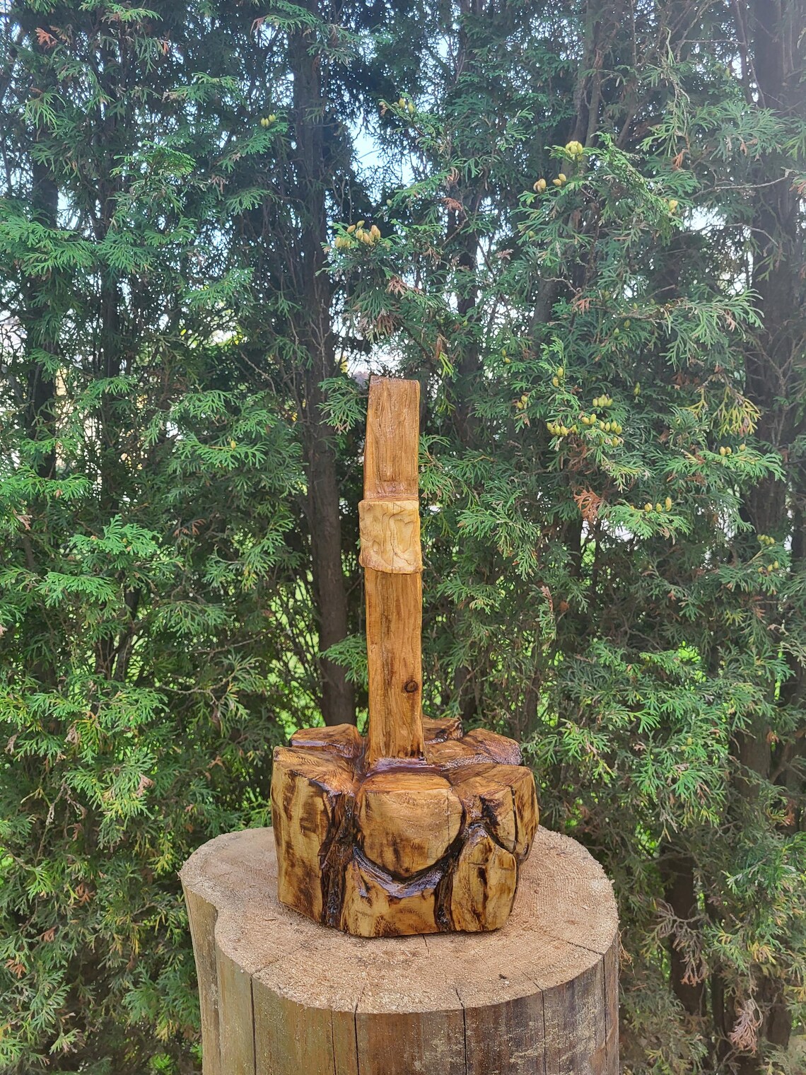 Wooden Cross on Rocks | Wood Carving | Chainsaw Carved - Etsy