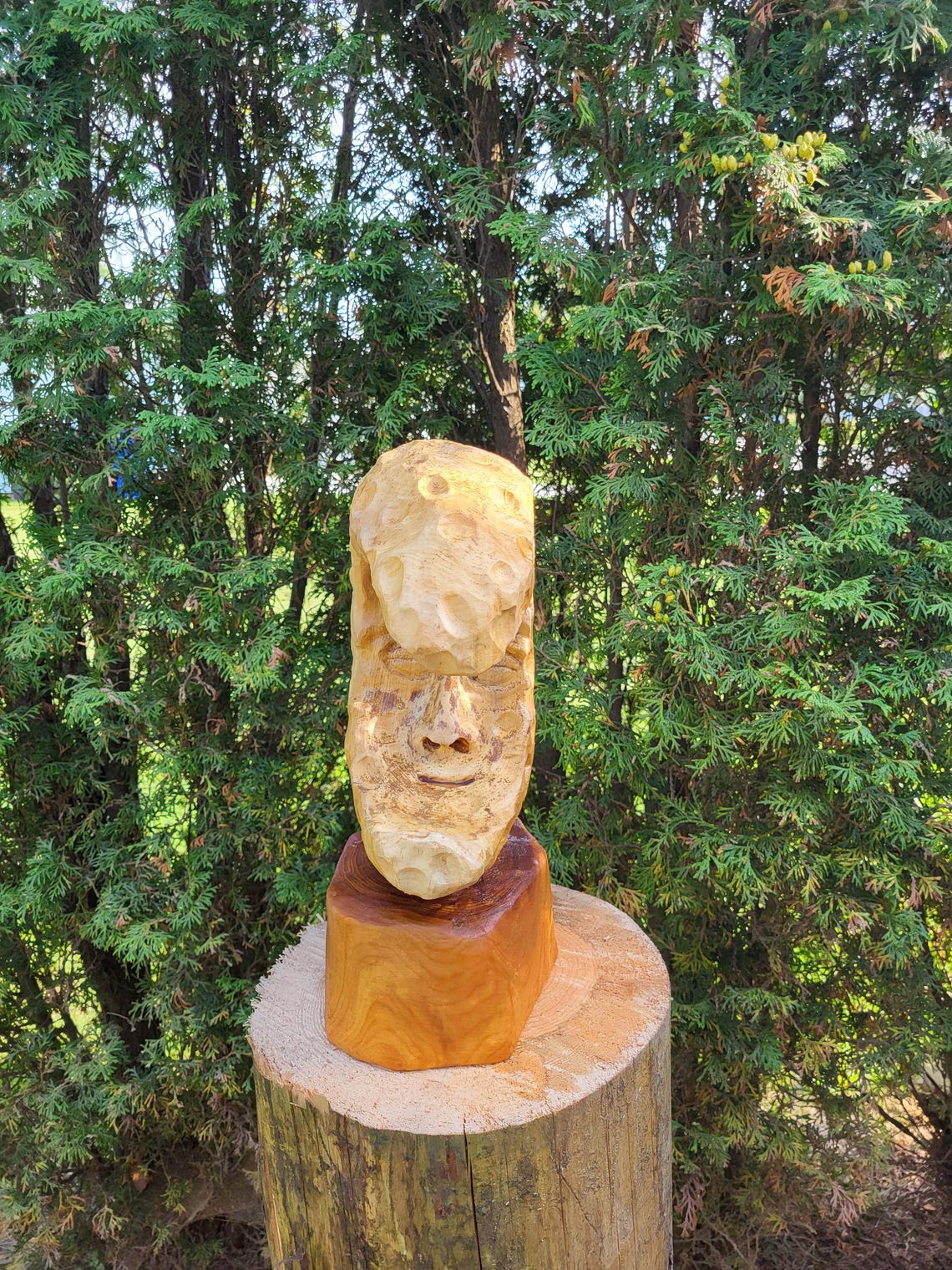 Whimsical Half-moon Man Wood Carving | Chainsaw Sculpture - Etsy